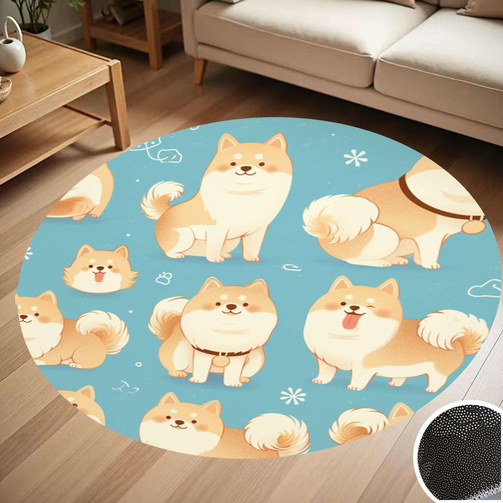 Cute Dog Round Carpet Living Room Bedroom Home Decoration Coffee Table ...