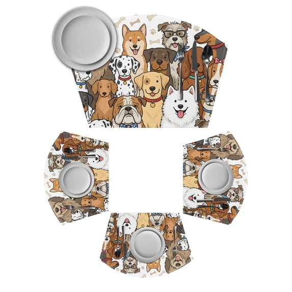 Cute Dog Round Table Placemats Set of 2 Wedge Placemats, Funny Animals ...
