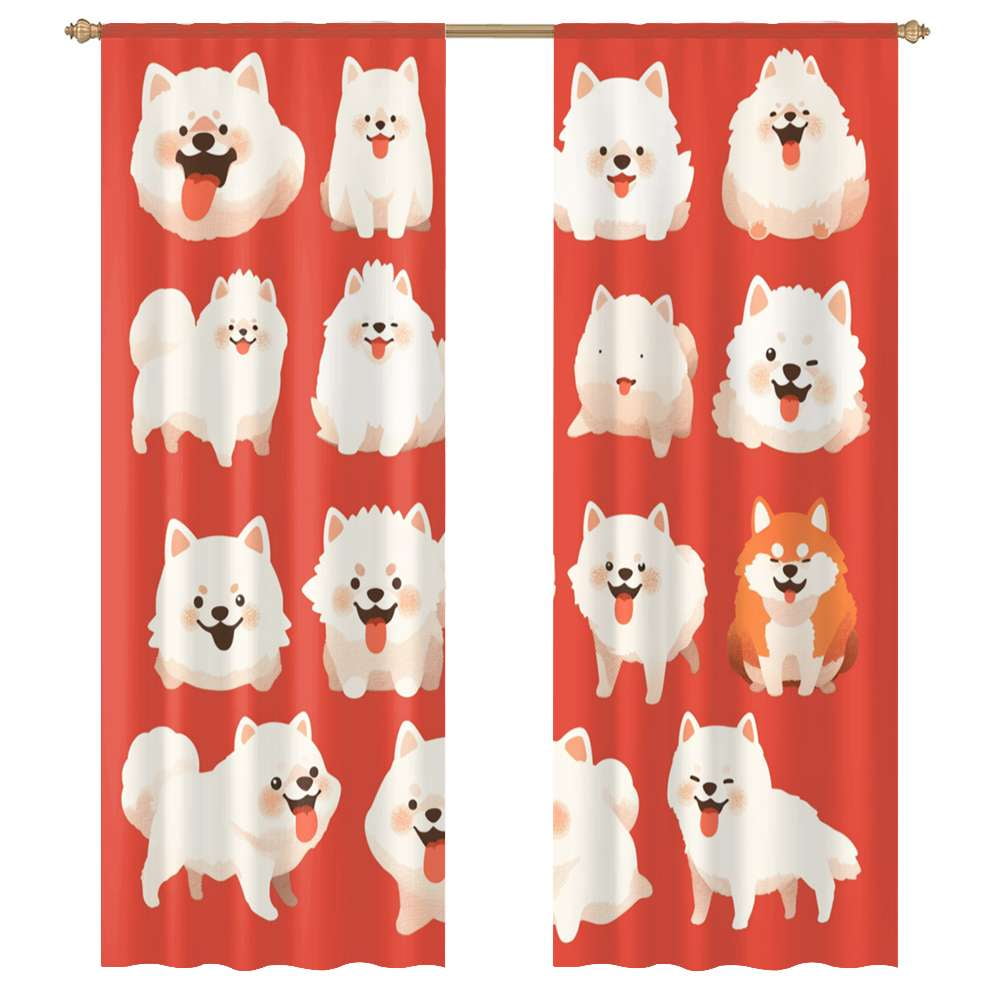 Cute Dog Sheer Voile Curtain Window Tulle Curtains For Living Room ...