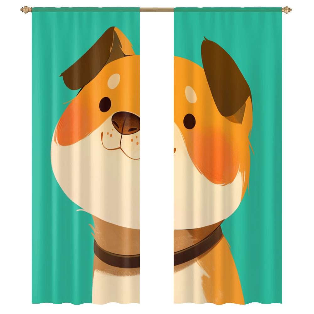 Cute Dog Sheer Window Curtains for Living Room Kitchen Bedroom Tulle ...