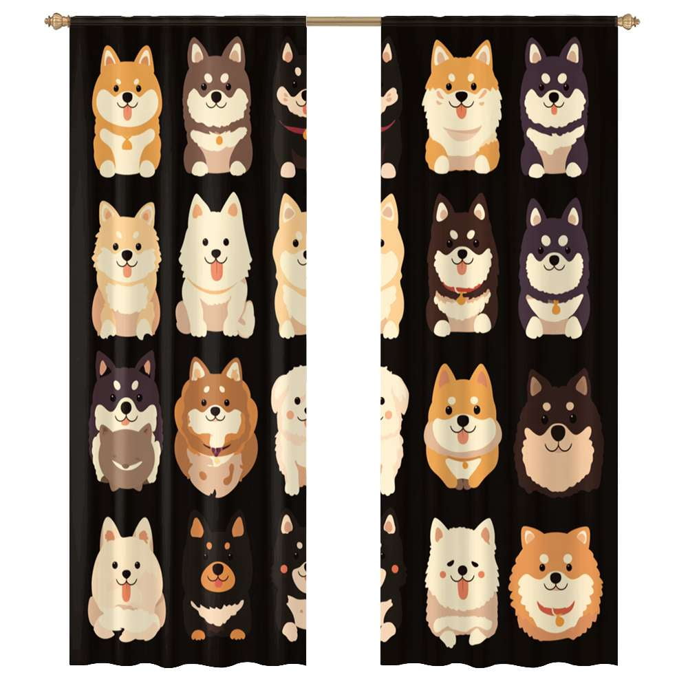 Cute Dog Sheer Window Curtains for Living Room Kitchen Bedroom Tulle ...