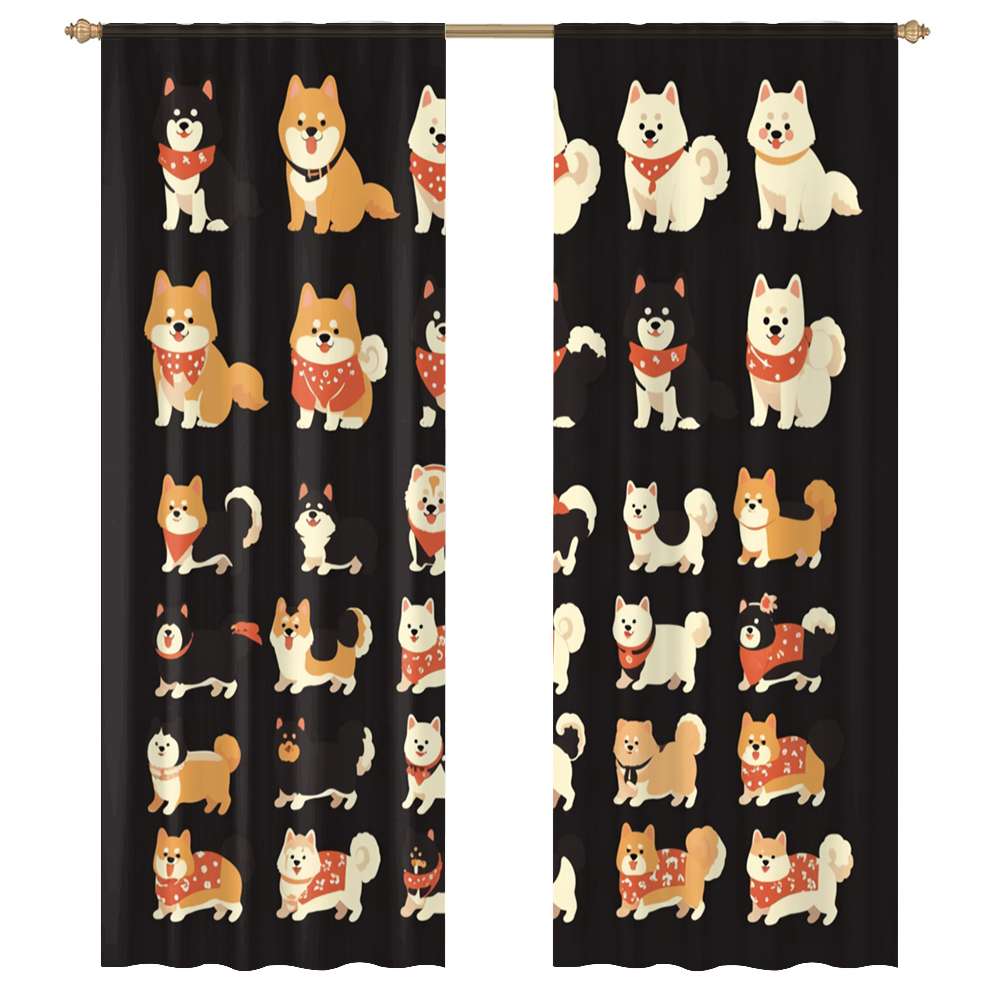 Cute Dog Sheer Window Curtains for Living Room Kitchen Bedroom Tulle ...