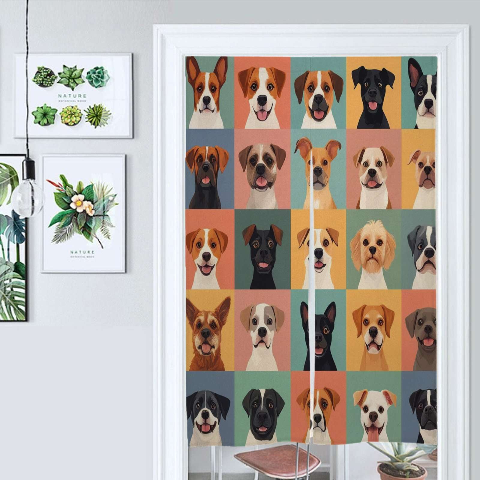 Cute Dog Sketch Door Curtain Nordic Living Room DoorCurtain Porch ...