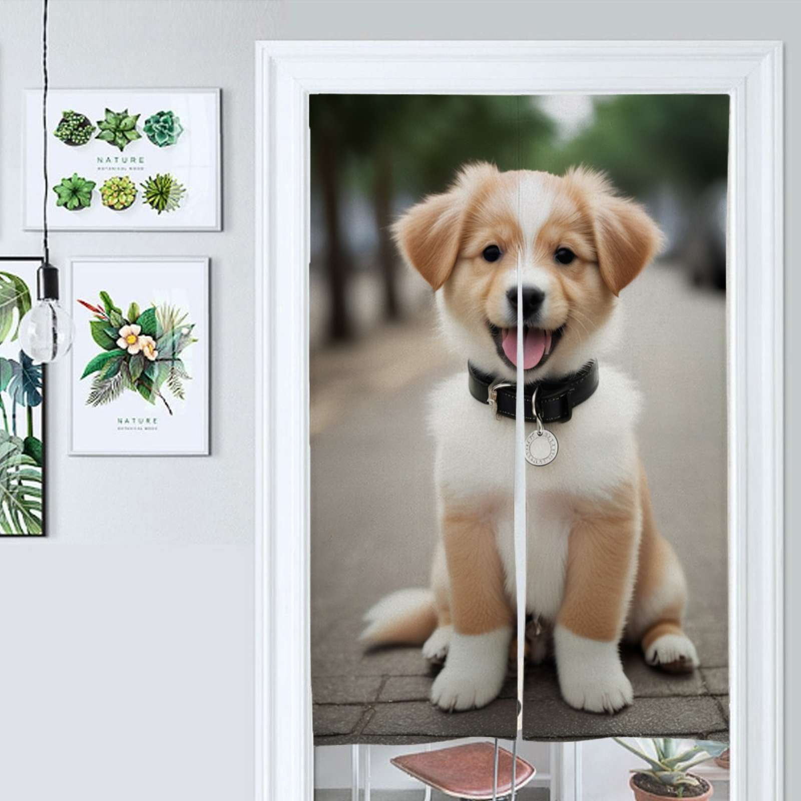 Cute Dog Smile Door Curtain Nordic Living Room DoorCurtain Porch ...