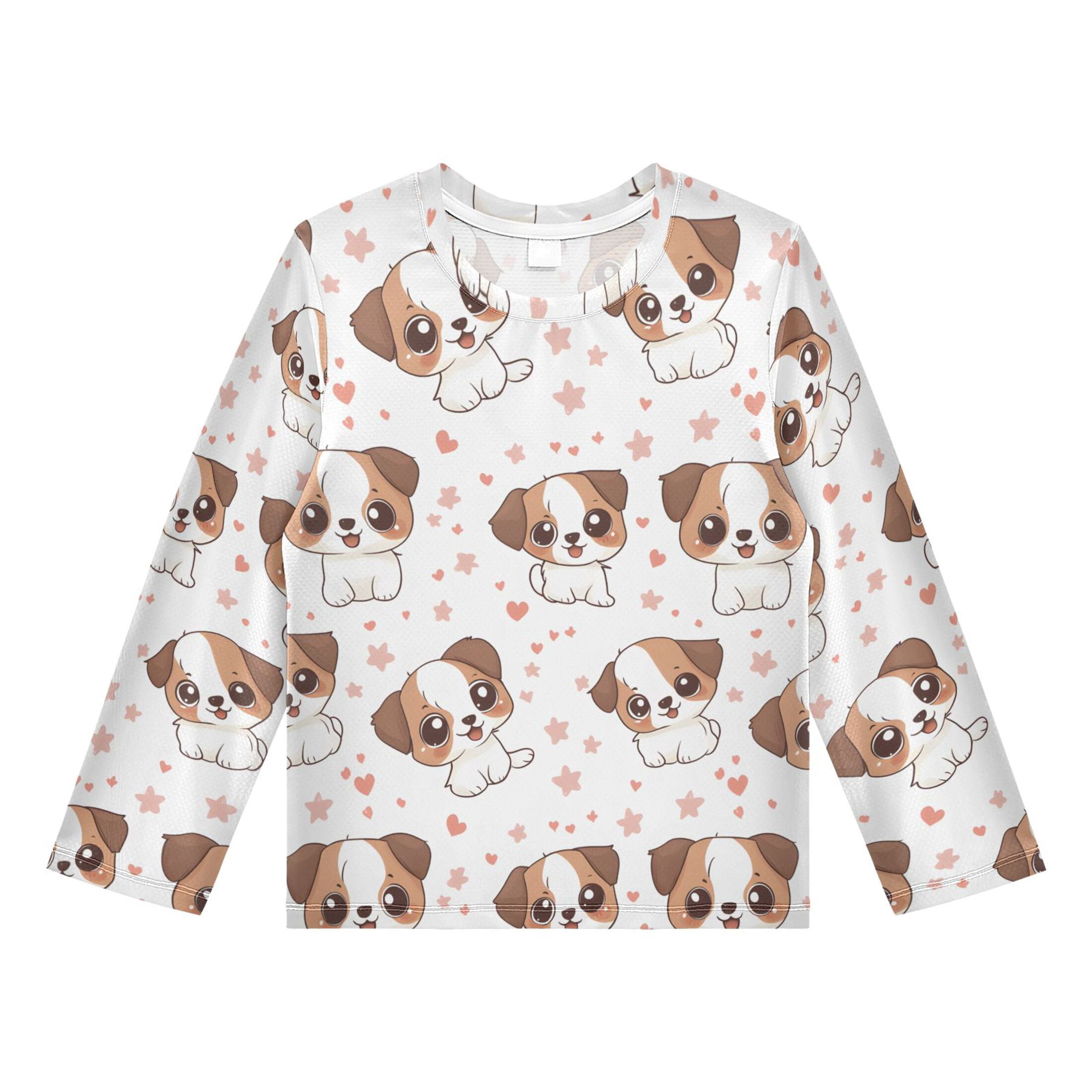 Cute Dog Star Love Pattern Boys' Rash Guard Shirts UPF 50 Plus Sun ...