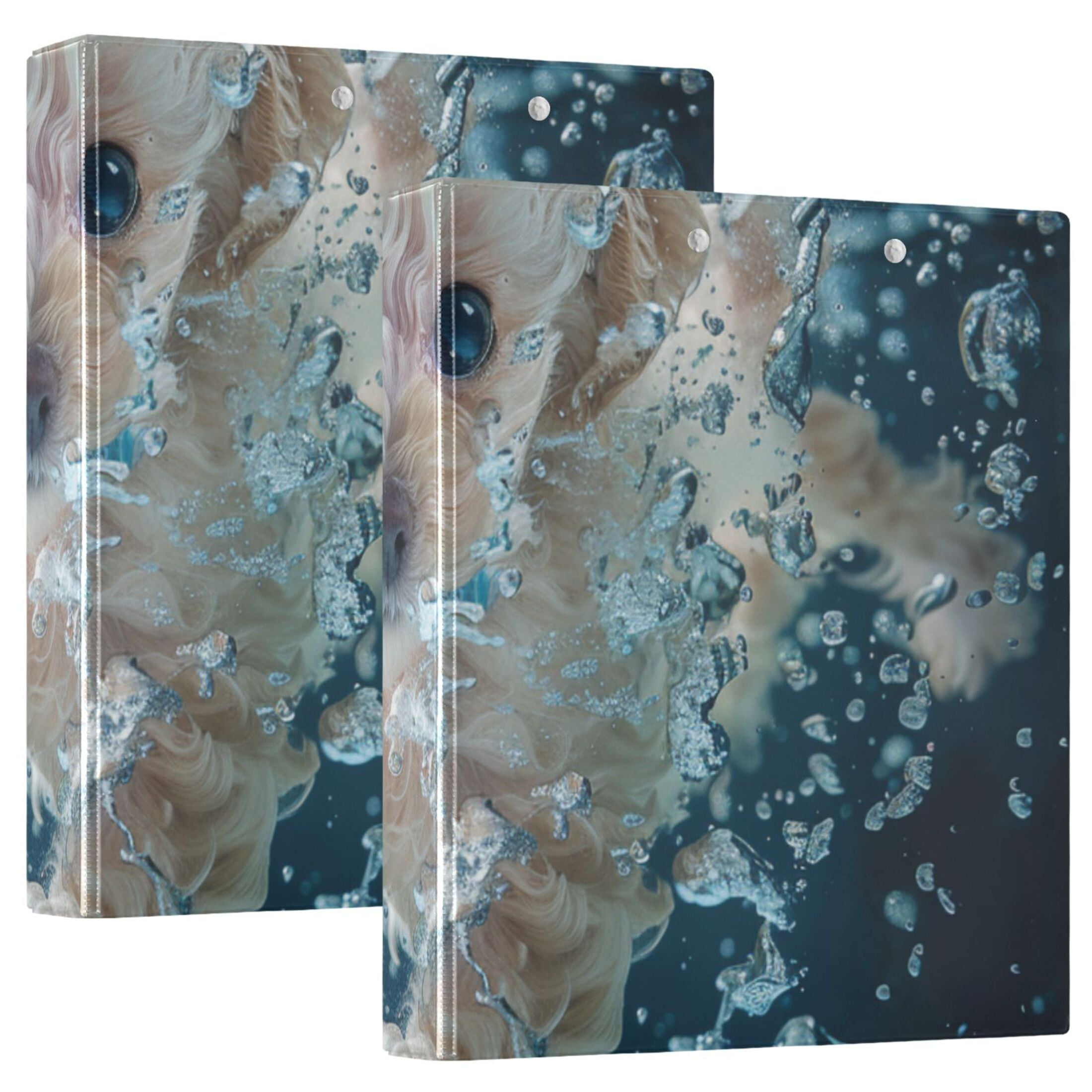 Cute Dog Swim Bubbles 3 Ring Binders 1.5 inch Hardcover File Folders ...