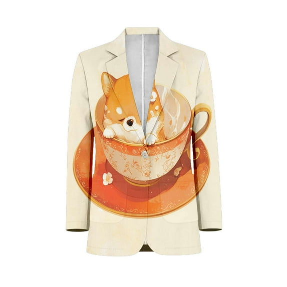 Cute Dog Tea Art Men Blazers Slim Clothing Summer Jacket Man Oversize ...
