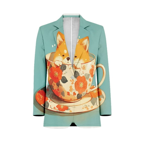 Cute Dog Tea Art Men Blazers Slim Clothing Summer Jacket Man Oversize ...