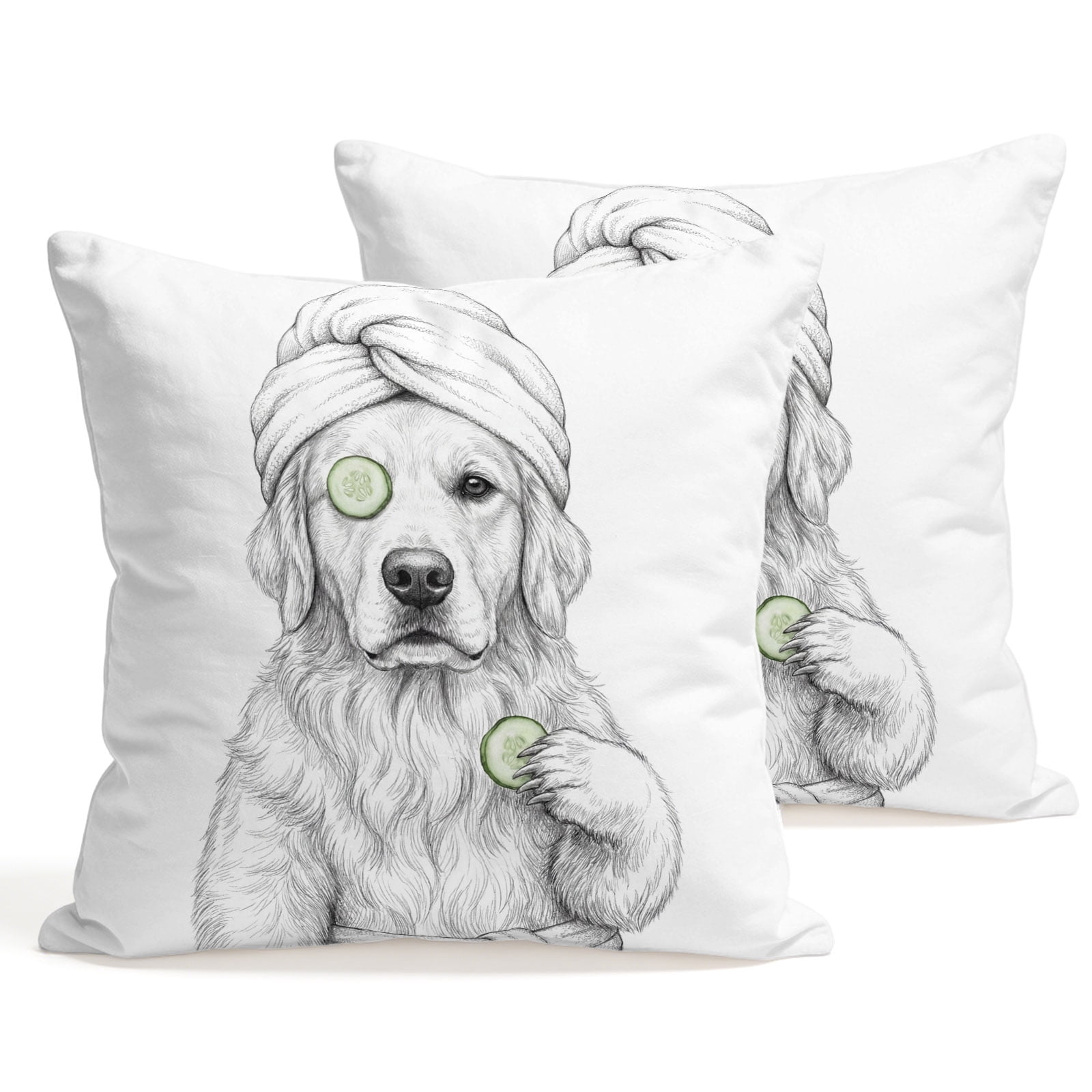 Cute Dog Throw Pillow Covers 18 x 18 Inch Pillow Covers Set of 2 ...