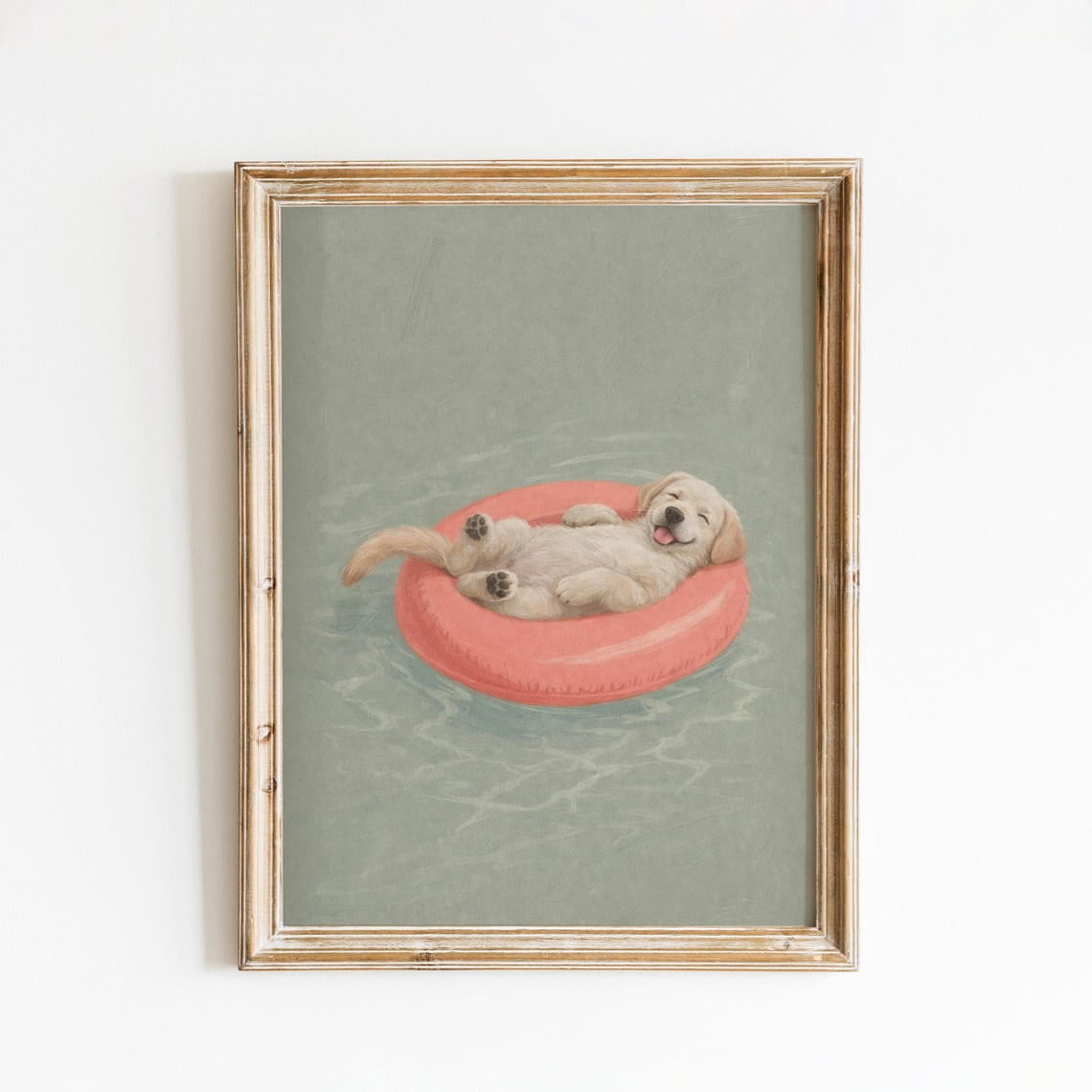 Cute Dog Wall Art Sleeping Puppy Cozy Aesthetic Lazy Decor, Unframed ...