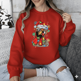 Cute Dog Wearing Christmas Hat Holiday Pet Lover Festive Cartoon Art ...