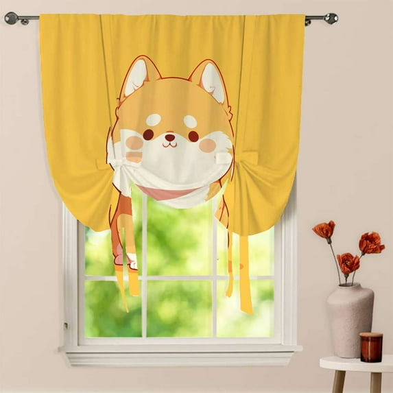 Cute Dog Window Curtain for Living Room Roman Curtain Kitchen Tie-up ...