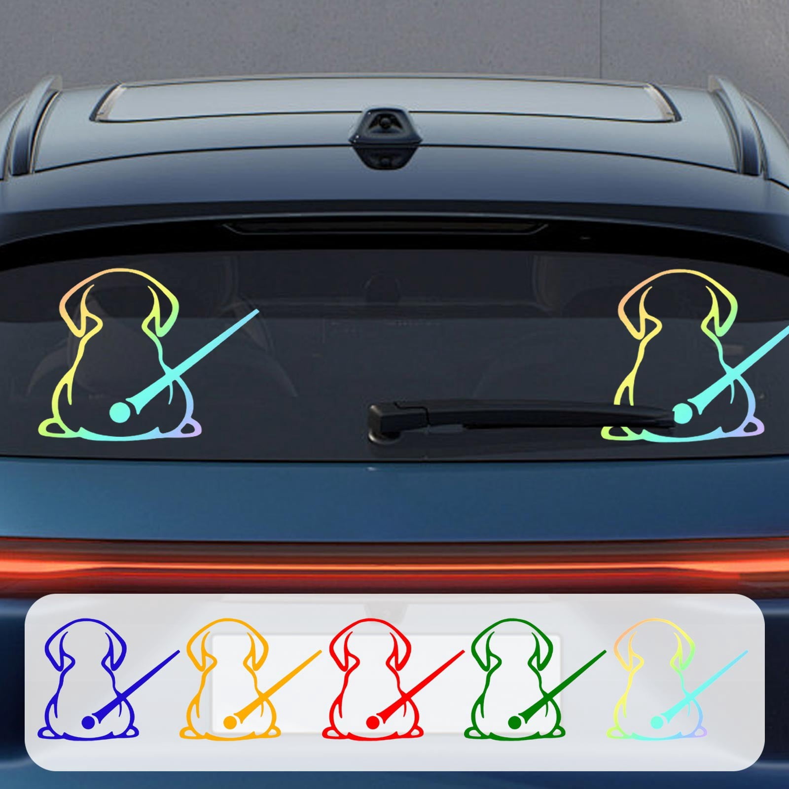 Cute Dog Wiper Decal for Car Rear Window, Silhouette Sticker Moves with ...