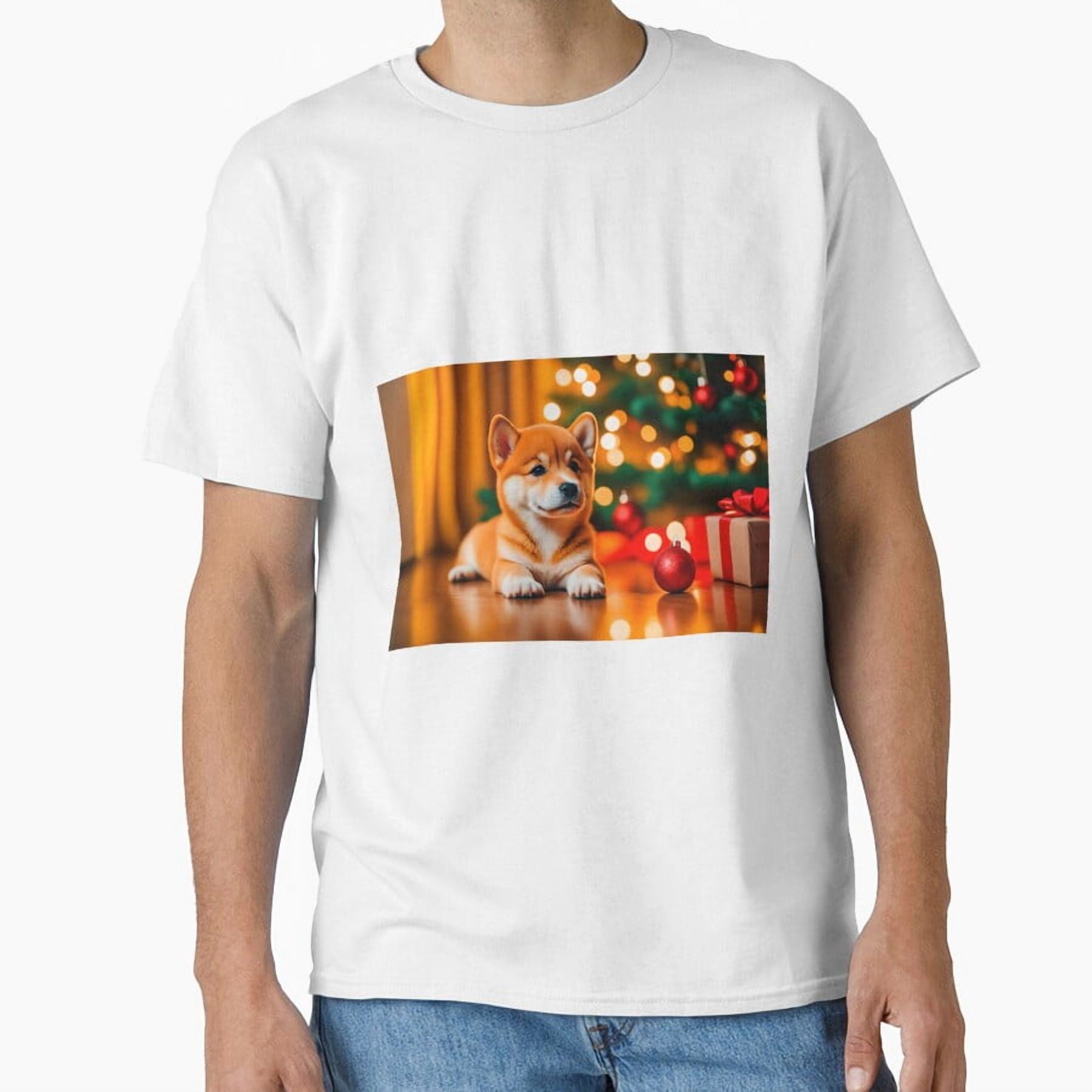 Cute Dog With Holiday Cheer Style Festive Winter Pup Art Unisex T-Shirt ...