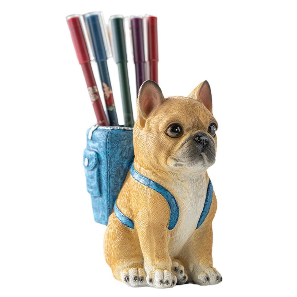 Cute Dog with Backpack Pen Holder, Pen Pencil Cup Organizer, Desk ...