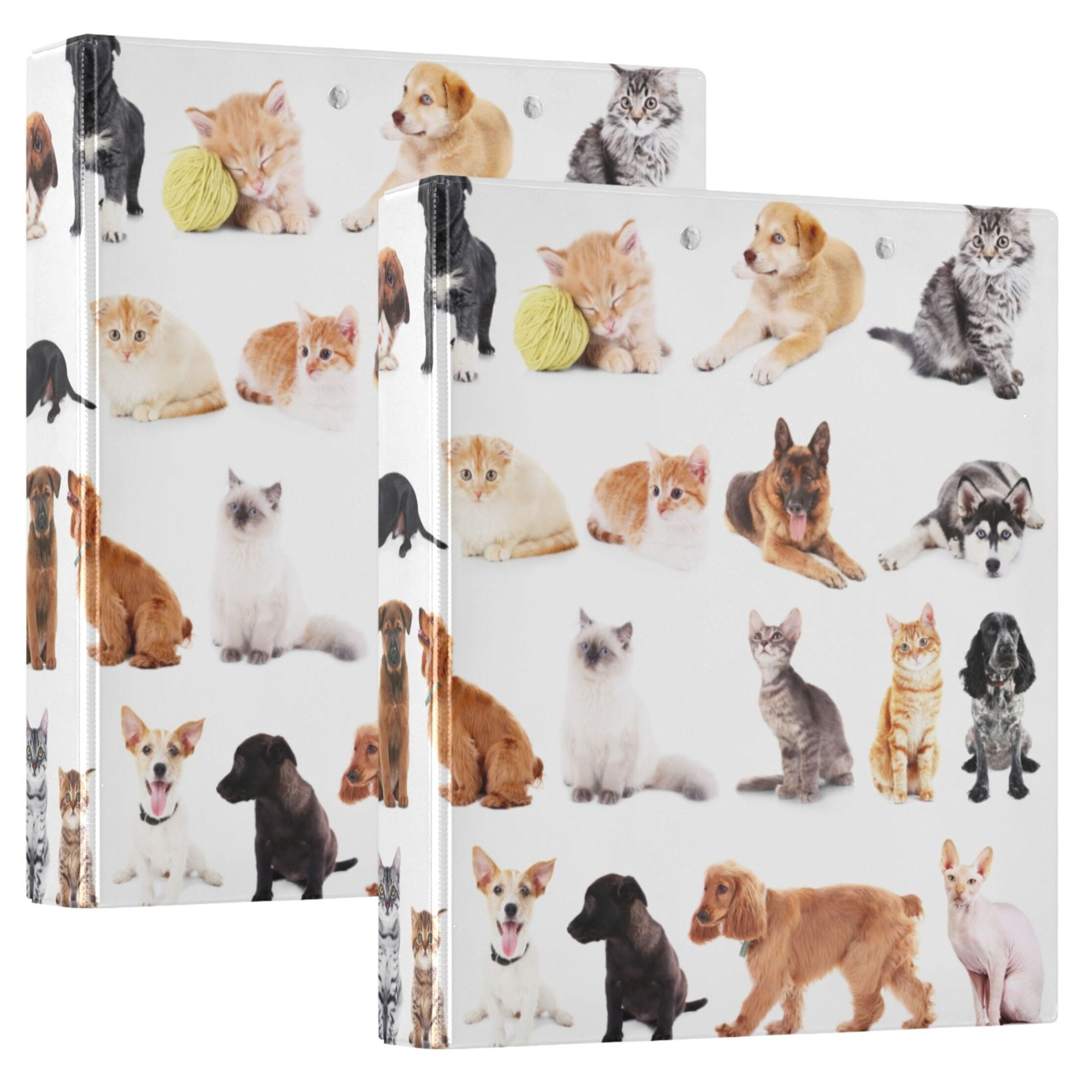 Cute Dogs Cats Rabbits Hardcover 3 Ring Binder 1.5 inch Round Rings ...