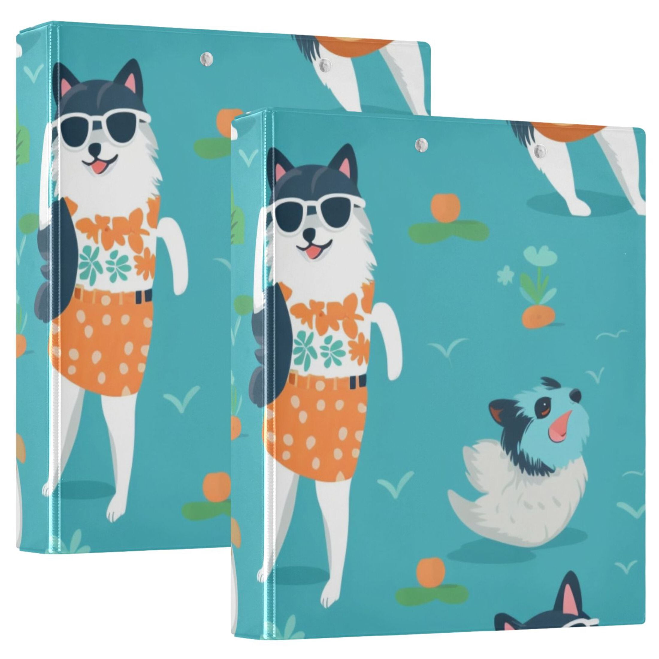 Dog Folder Cartoon Dogs And Paws Hardcover 3 Ring Binder 1.5 Inch Round ...