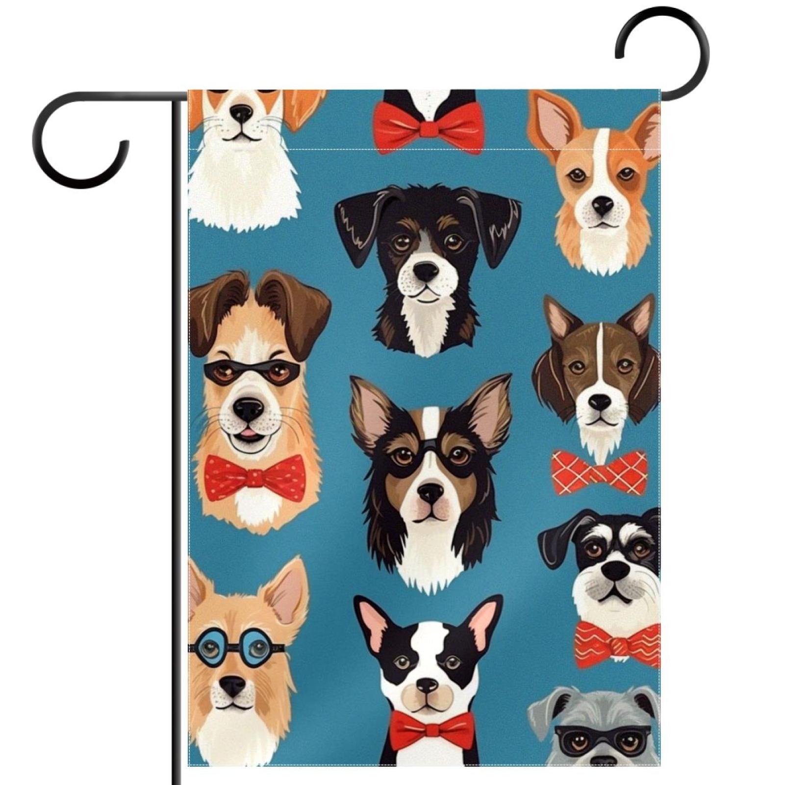 Cute Dogs of Different Breeds Wearing Bow Ties Double Sided Garden Flag ...