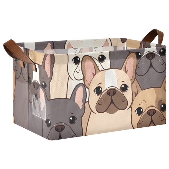 Cute Dogs Frenchie Collapsible Storage Bin Open Home Shelf Basket Water ...