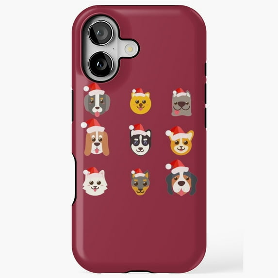 Cute Dogs Greeting Merry Pink Holiday Celebration Phone Case for iPhone ...