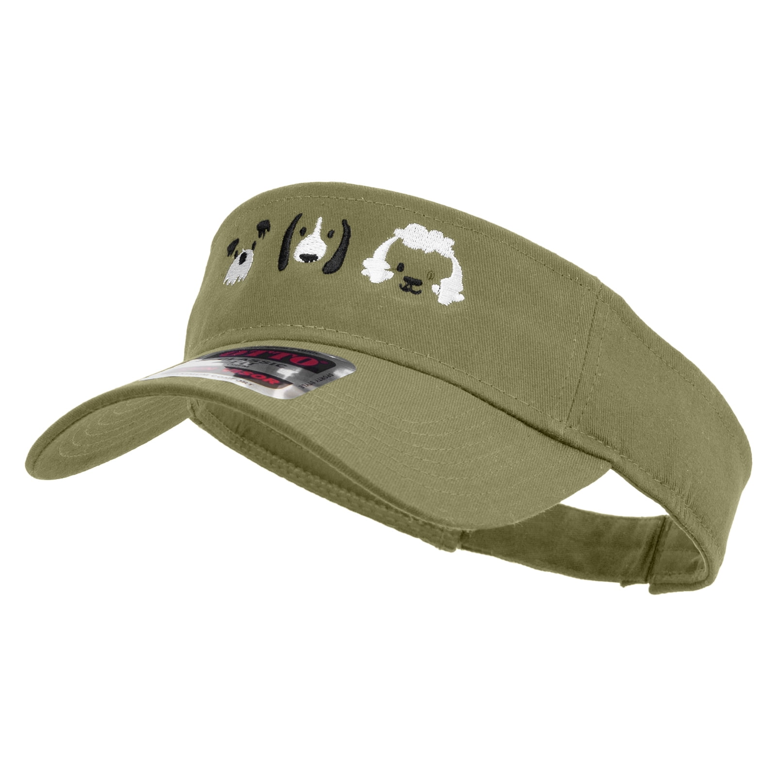 Cute Dogs Icon Embroidered Cotton Twill Sun Visor - Khaki OSFM ...
