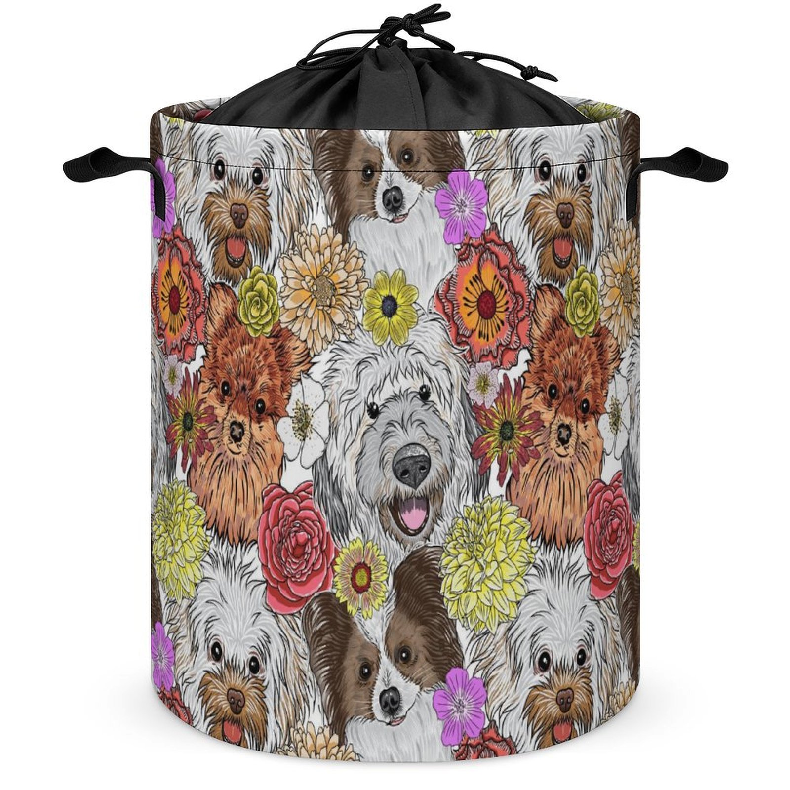 Cute Dogs Puppy Laundry Basket Dirty Clothes Hamper, Waterproof Laundry ...