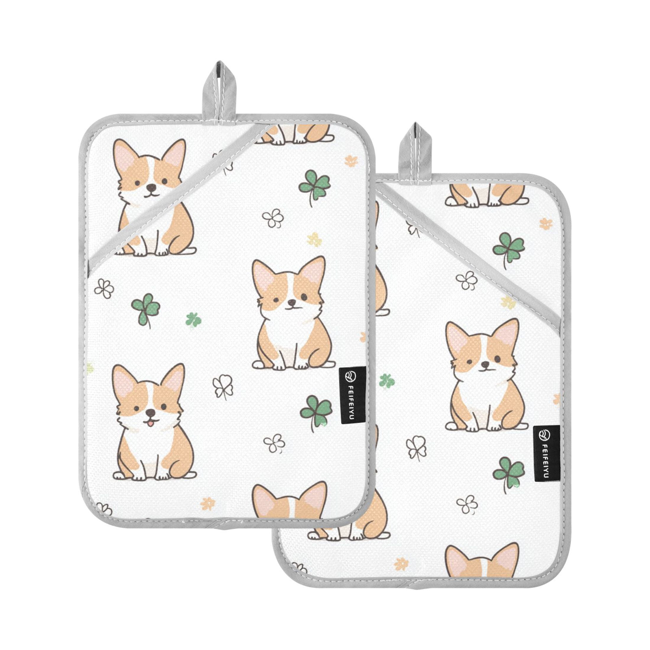 Cute Dogs and Clover Patterns Pot Holder Heat Resistant Mat Oven Hot ...
