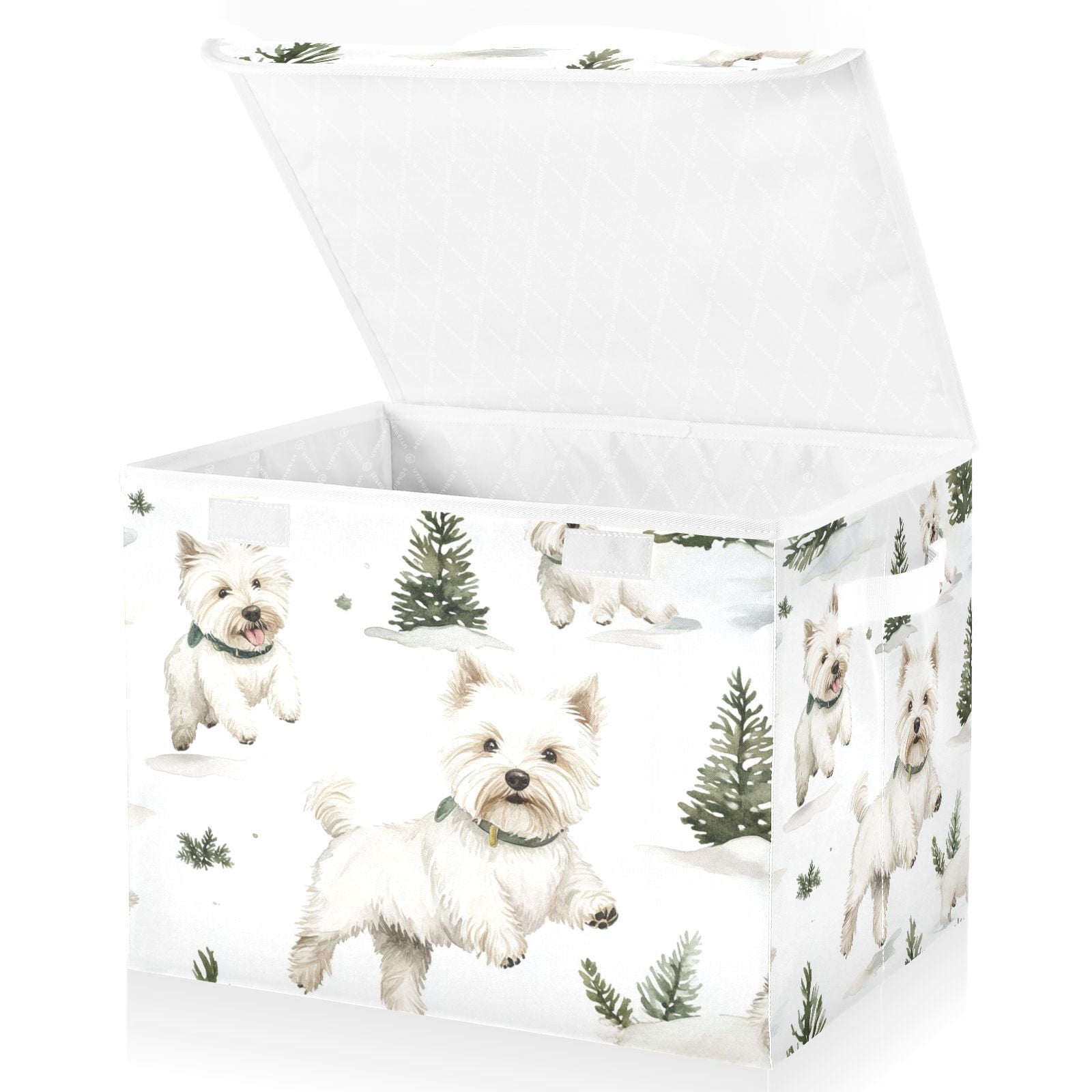 Cute Dogs in Snow Storage Basket for Shelves Foldable Container ...