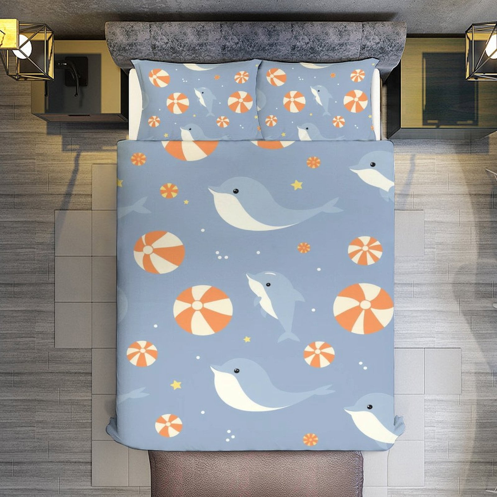 Cute Dolphin Beach Balls Duvet Cover Bedding Set Quilt Cover Pillowcase ...