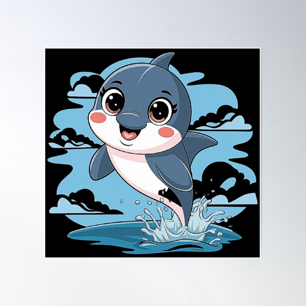 Cute Dolphin Jumping | Adorable Ocean Animal Art | Playful Marine ...