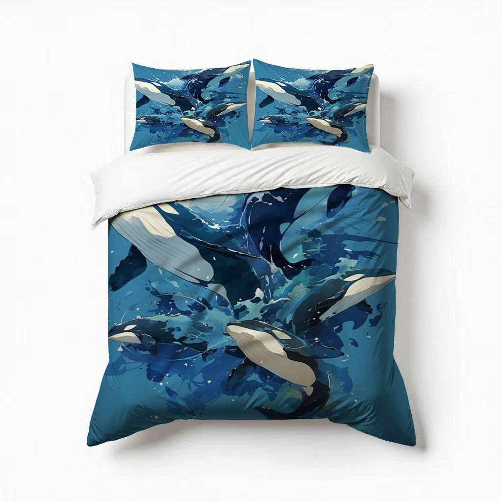 Cute Dolphins Bedding Set 3 Pcs Soft Microfiber Quilt Cover For Bedroom ...