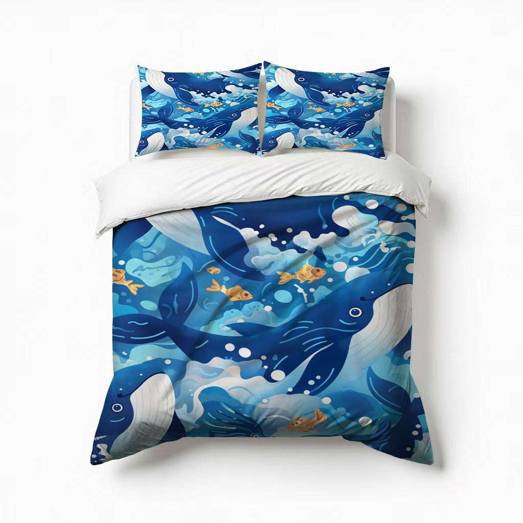Cute Dolphins Bedding Set 3 Pcs Soft Microfiber Quilt Cover For Bedroom ...