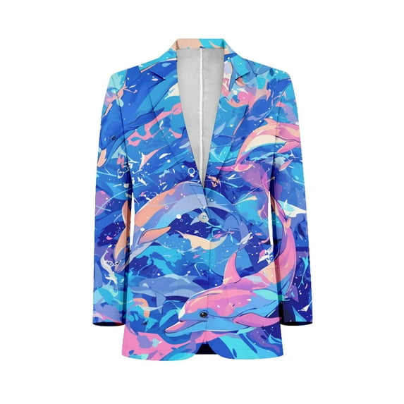 Cute Dolphins Mens Suits Shawl Collar Slim Fit Suit Mens Groom Jacket ...