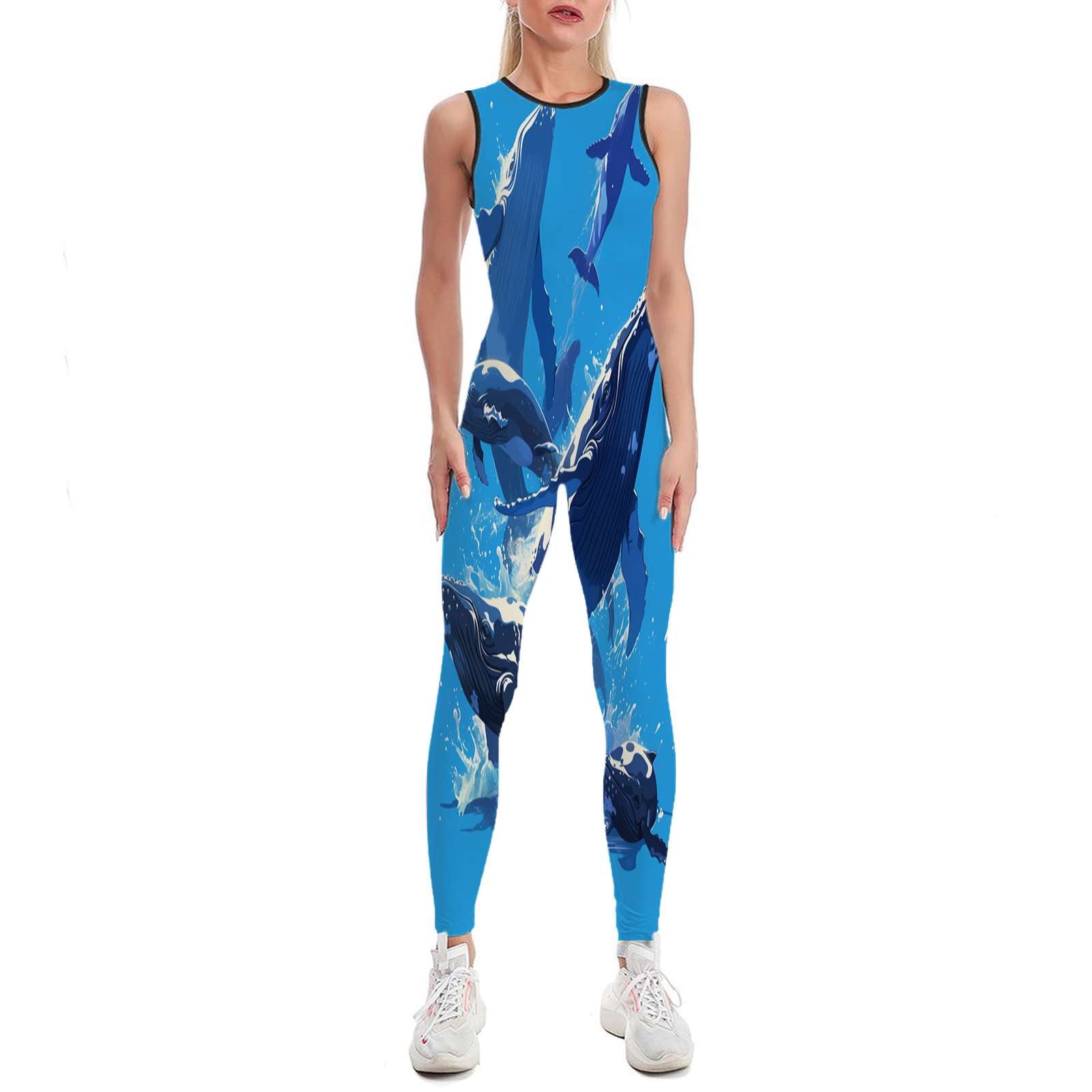 Cute Dolphins Women's One Piece Yoga Jumpsuits Leggings Playsuit Gym ...