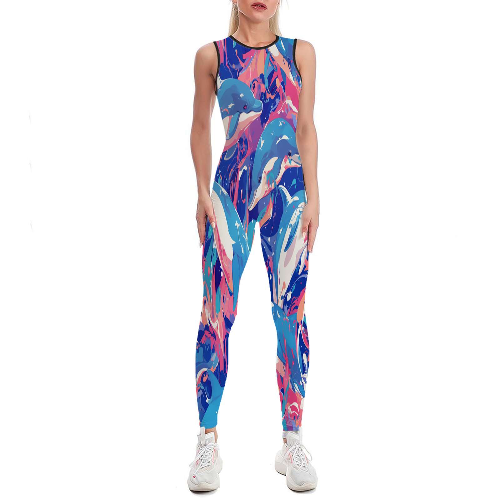 Cute Dolphins Women's One Piece Yoga Jumpsuits Leggings Playsuit Gym ...