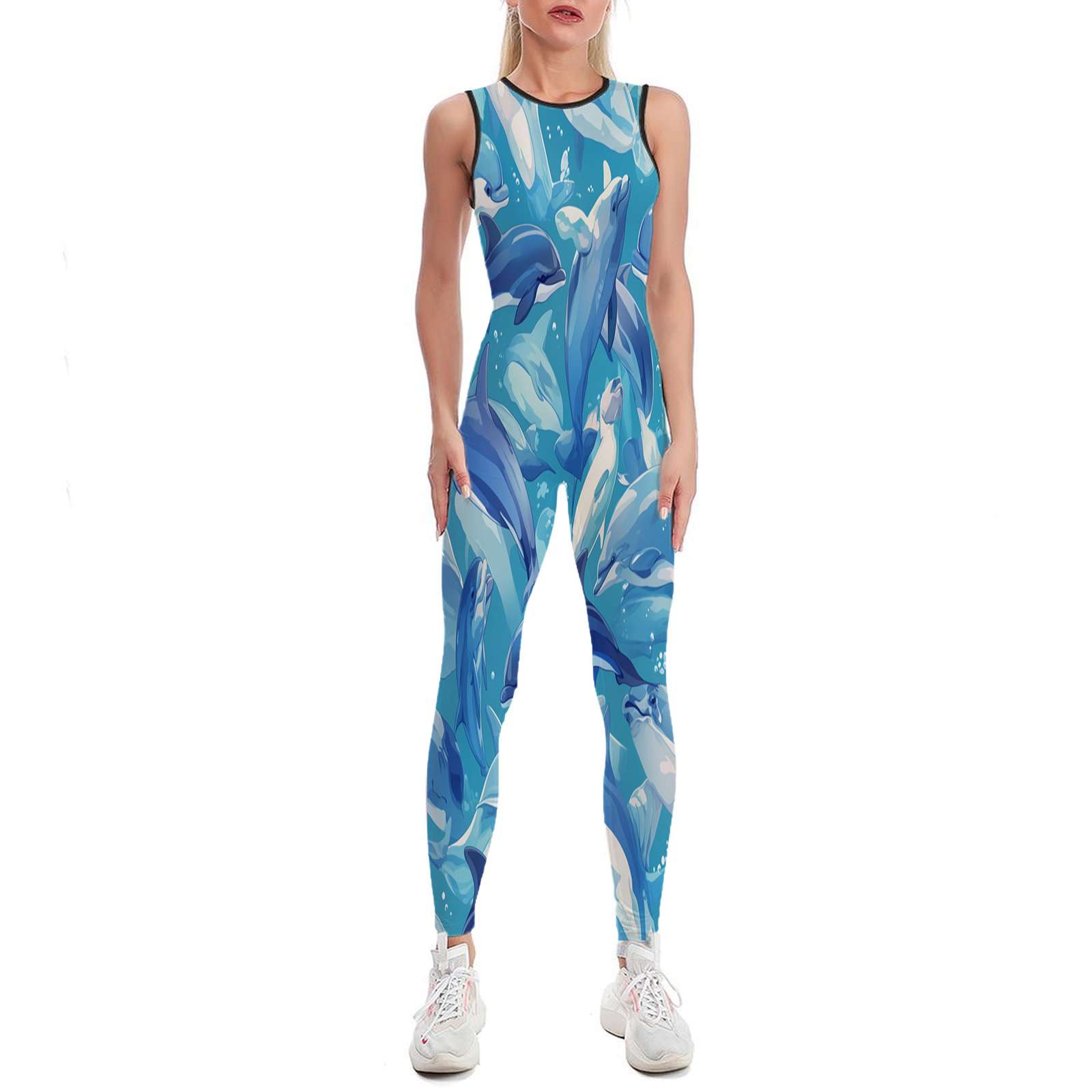 Cute Dolphins Women's One Piece Yoga Jumpsuits Leggings Playsuit Gym ...