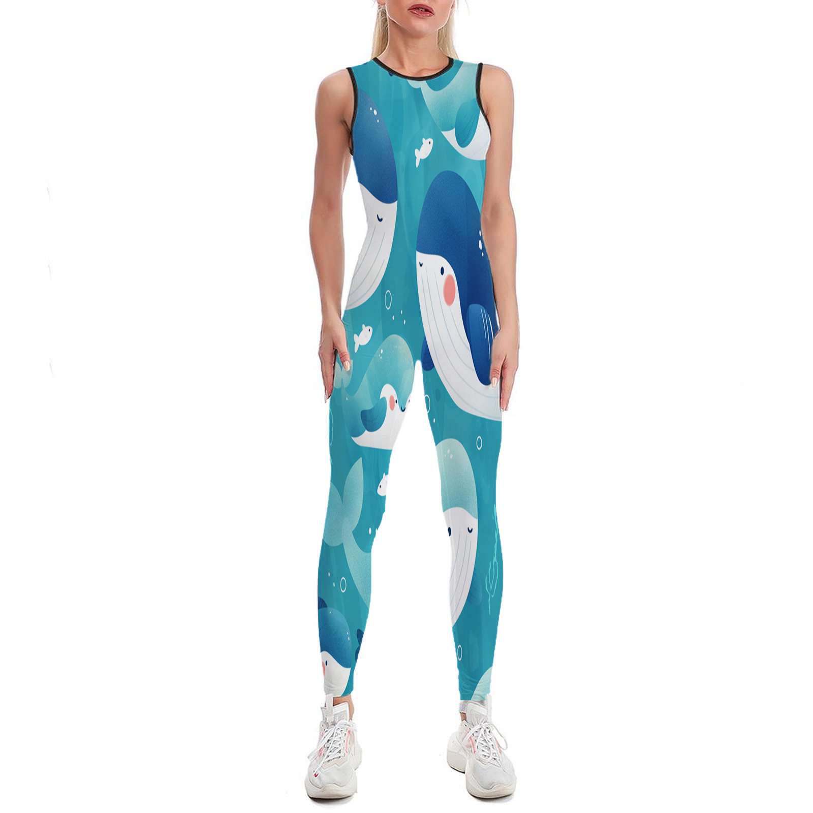 Cute Dolphins Women's One Piece Yoga Jumpsuits Leggings Playsuit Gym ...