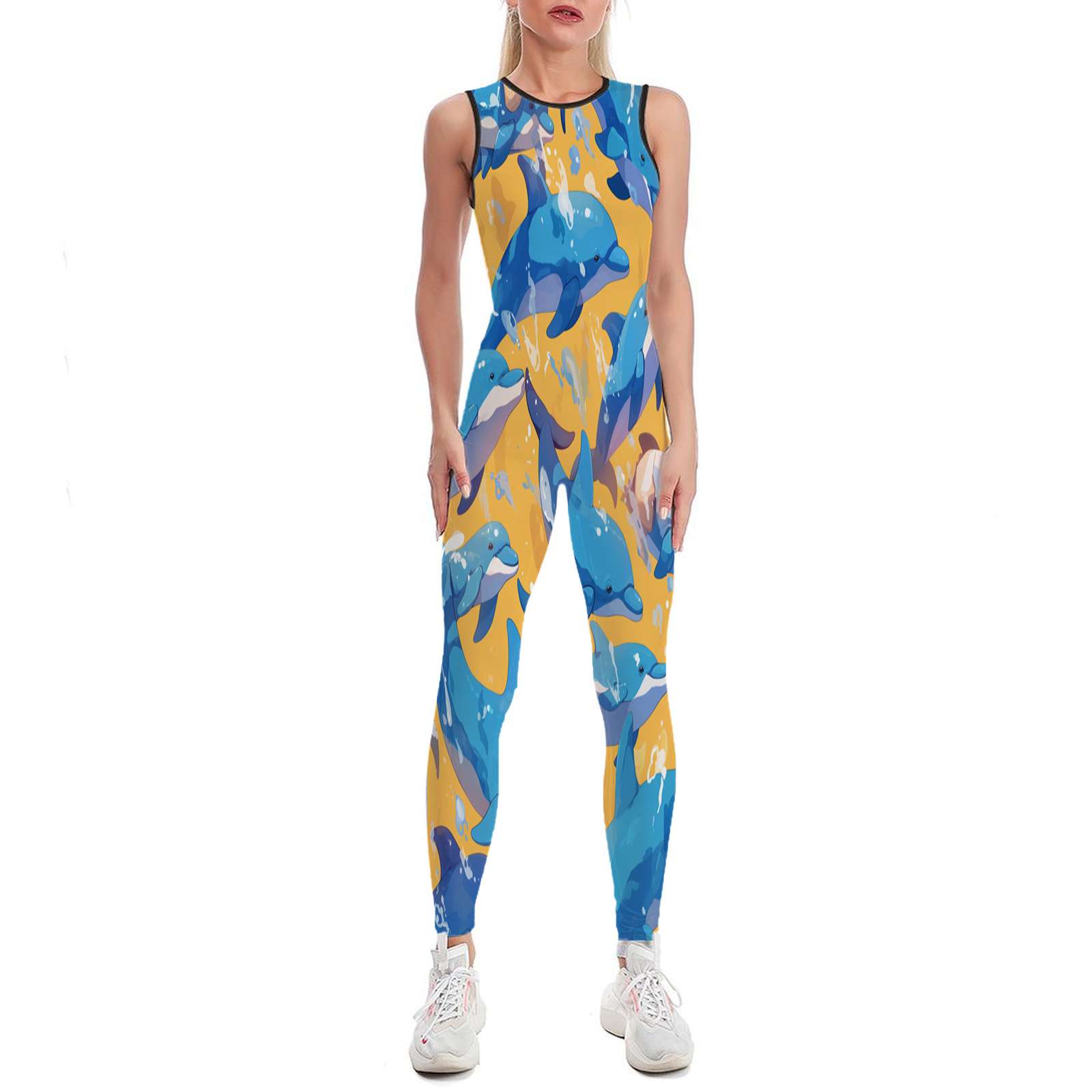 Cute Dolphins Women's One Piece Yoga Jumpsuits Leggings Playsuit Gym ...