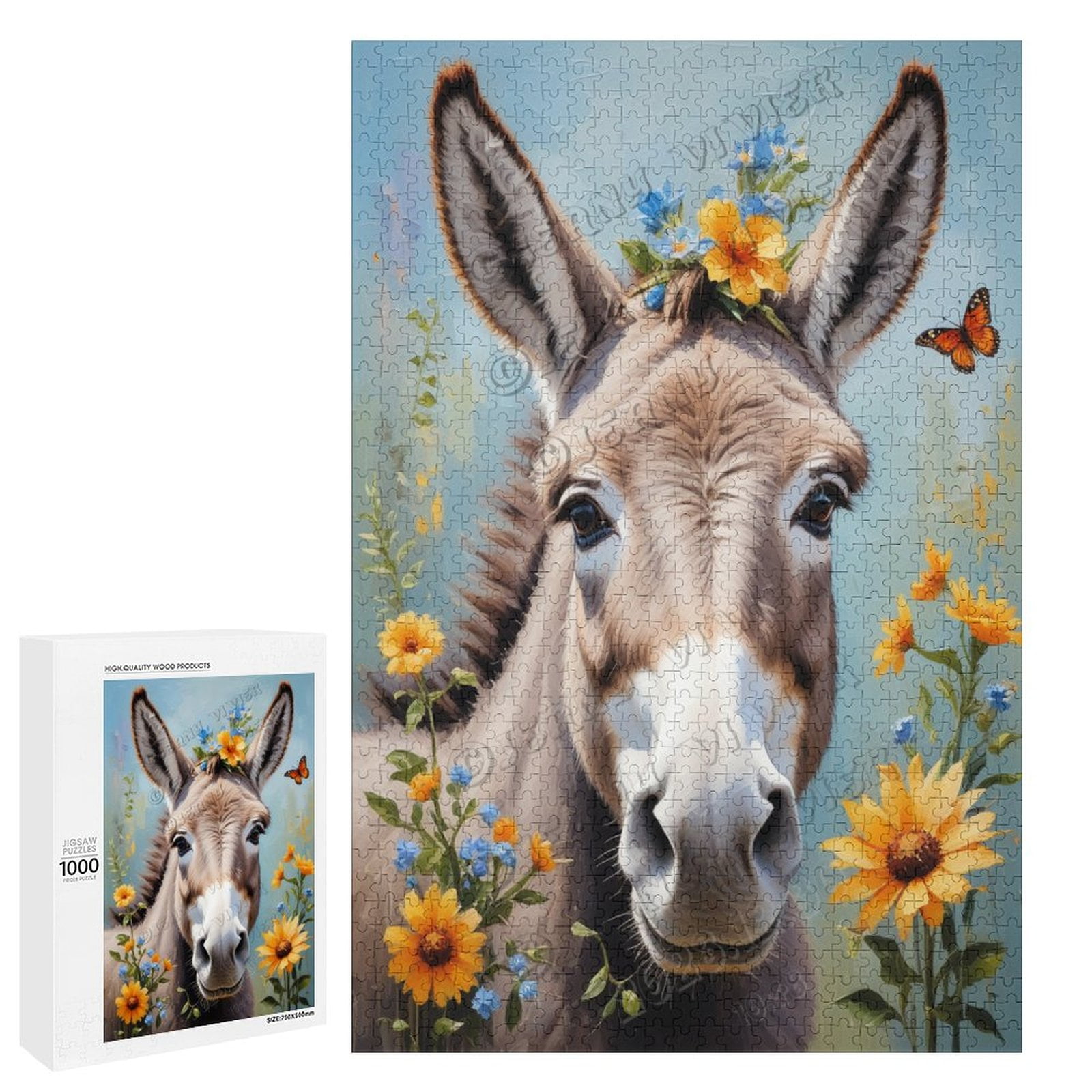 Cute Donkey 1000 Piece Jigsaw Puzzle for Adults Challenging Puzzle ...