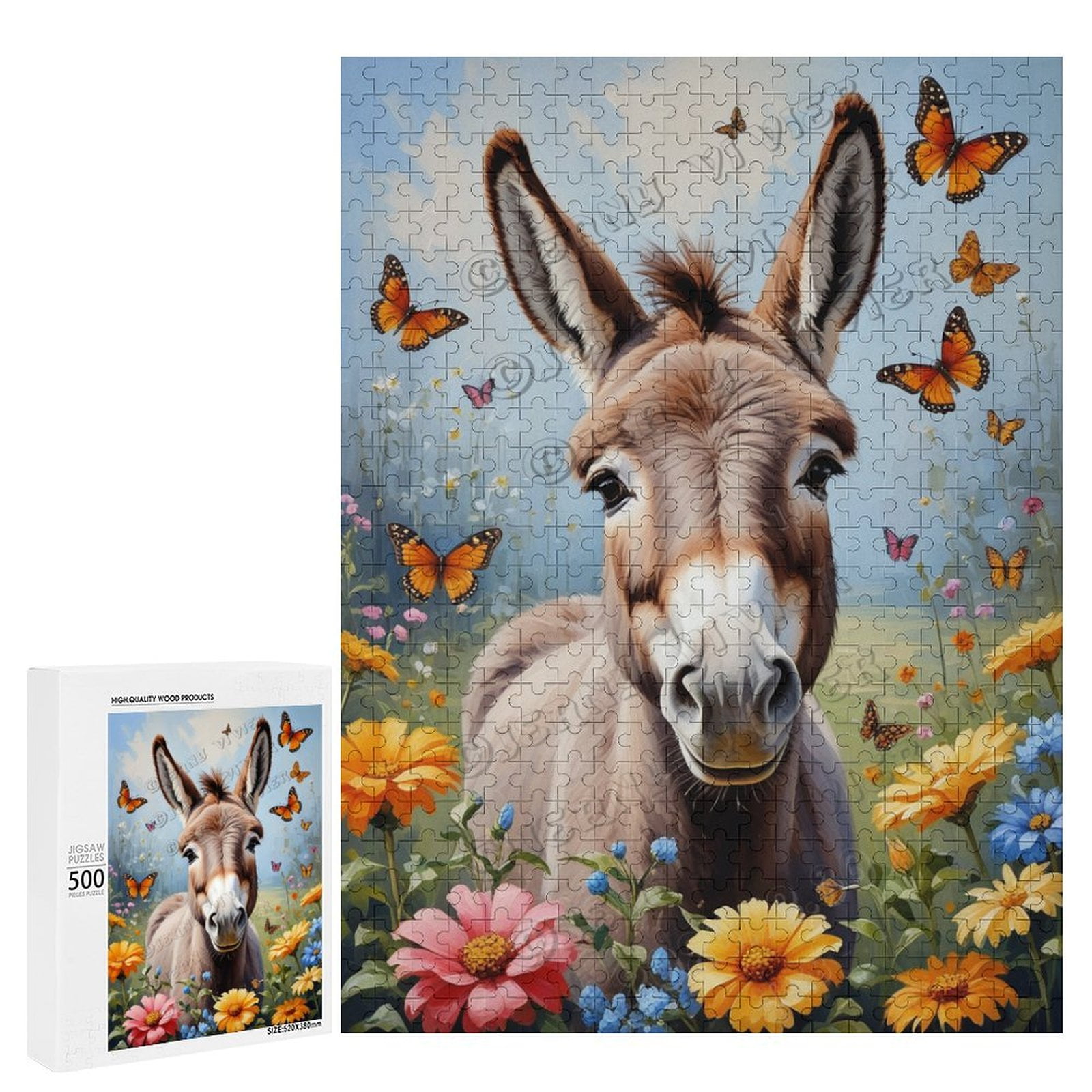 Cute Donkey 500 Piece Jigsaw Puzzle for Adults | Woodland Animal ...