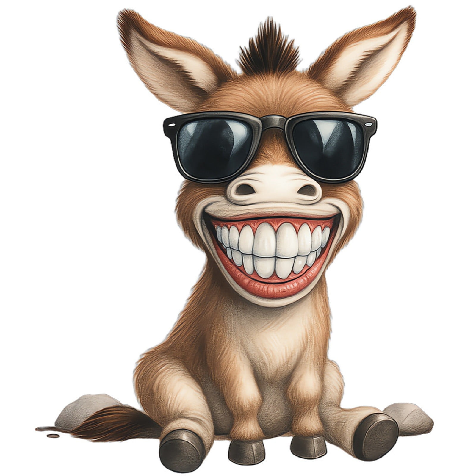 Cute Donkey With Sunglasses And Big Smile Wall Sticker, High Definition ...