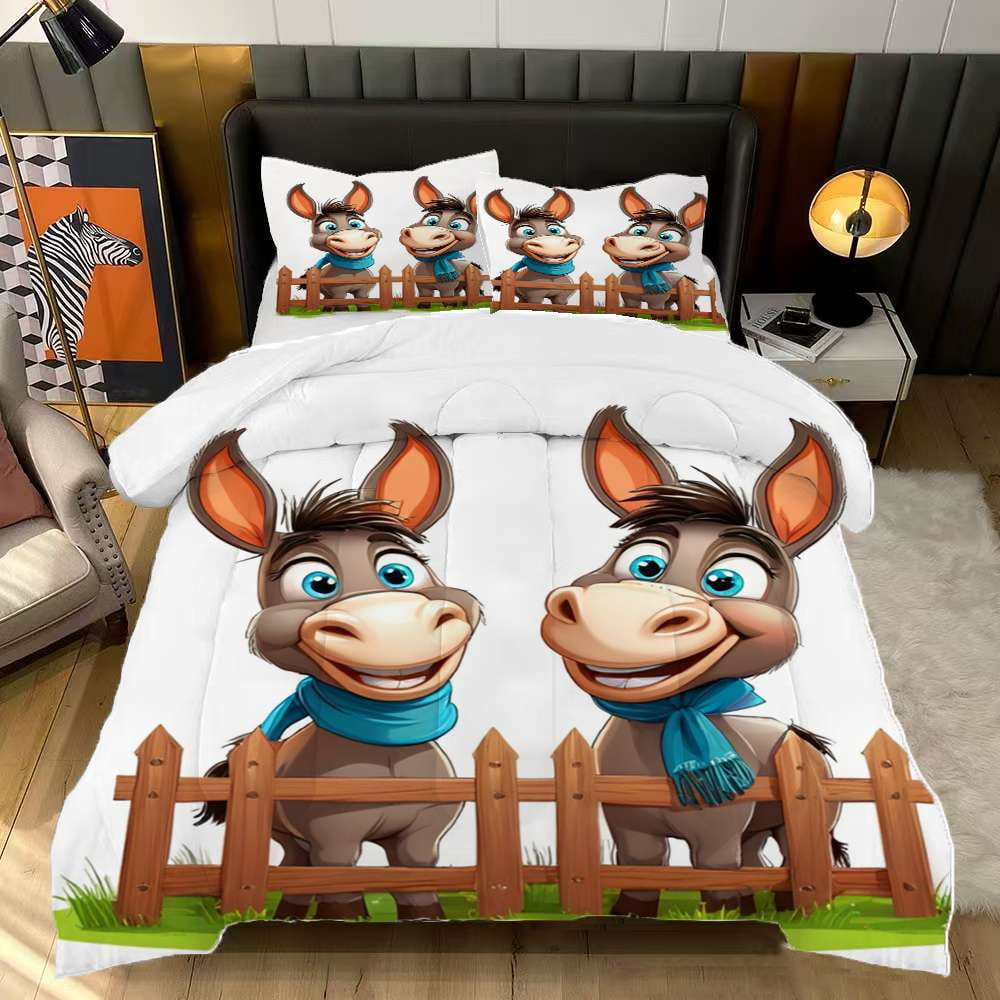 Cute Donkeys Fence Fun Comforter Set King Size Bedding Set For Travl ...
