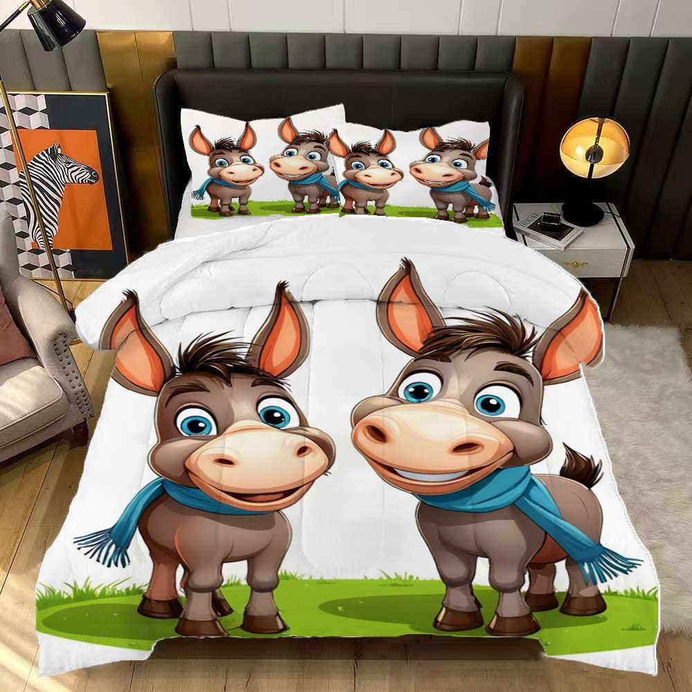 Cute Donkeys Fence Fun Comforter Set Queen Size Bedding Set For Travl ...