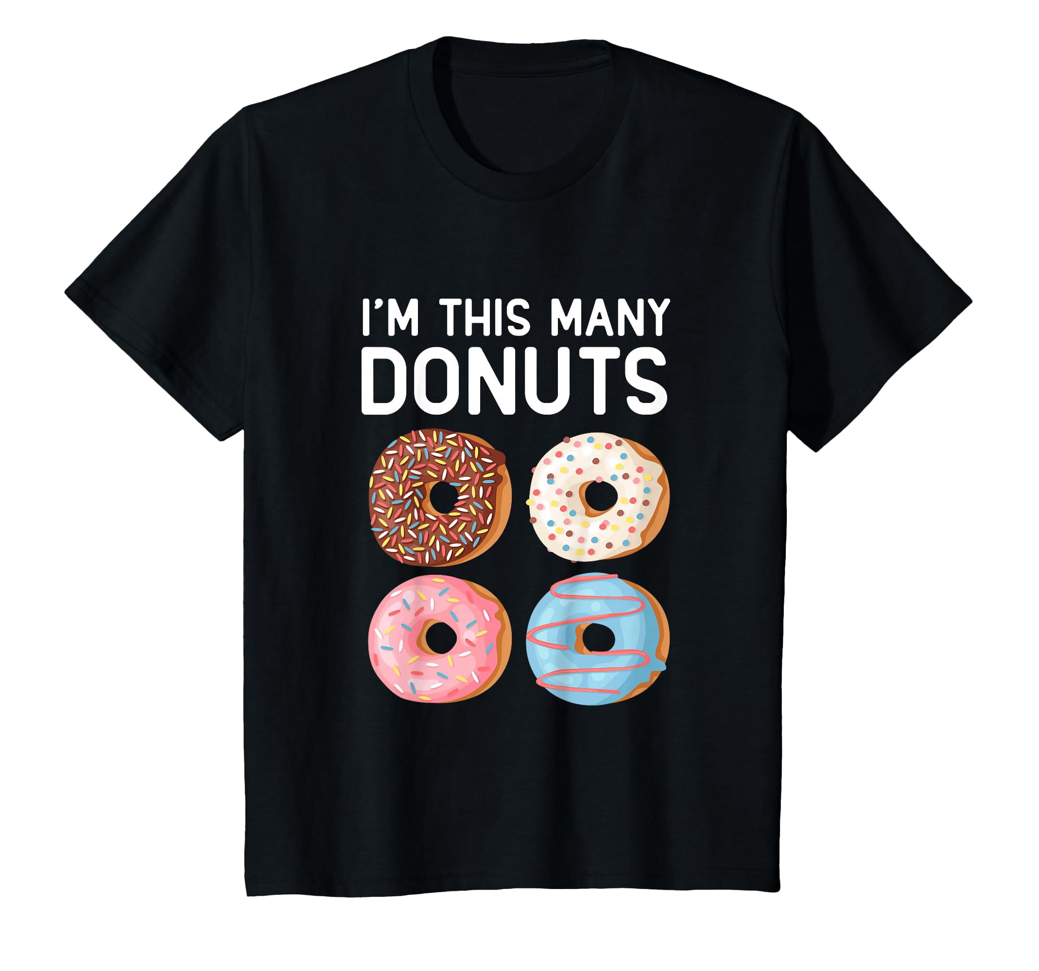 Cute Donut 4th Birthday I'm This Many T-Shirt for Fun Celebrations and ...