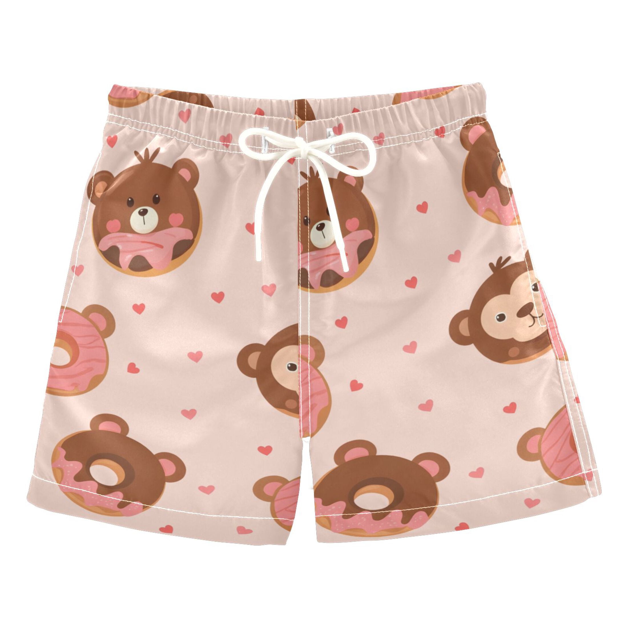 Cute Donut Pattern Swim Trunks Quick Dry Beach Pool Board Shorts ...