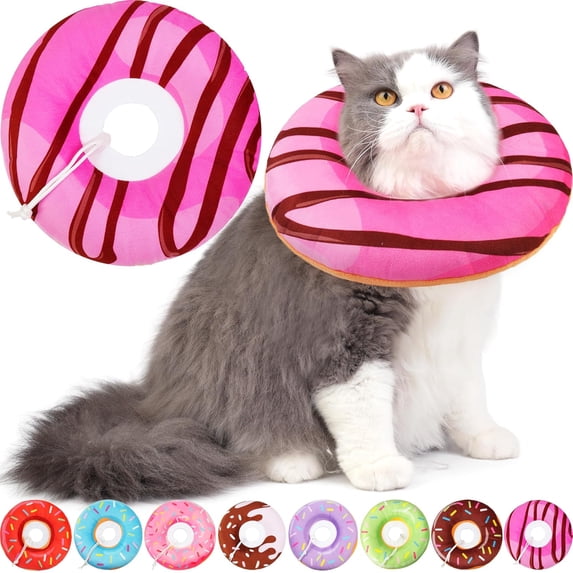 Cute Donut Recovery Collar for Cats & Puppies – Soft Adjustable Cone ...