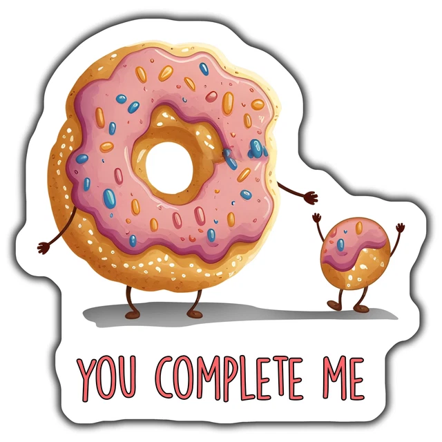 Cute Donut Sticker, Food Stickers, You Complete Me Sticker, Cute ...
