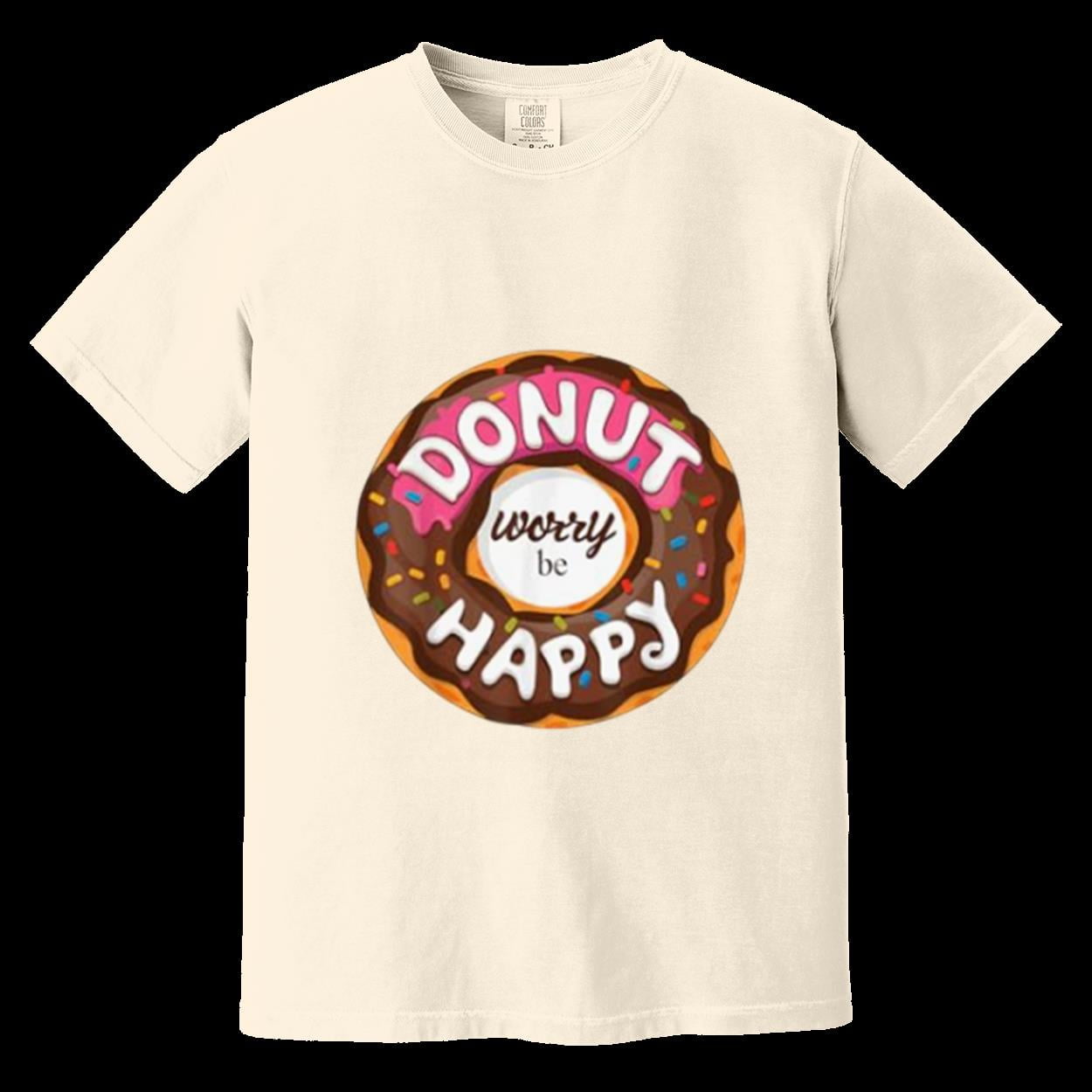 Cute Donut Worry Be Happy Funny Food Pun Kawaii Style Graphic Comfort ...