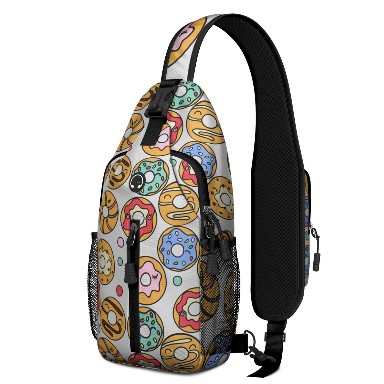 Cute Donut and Candy Print Sling Backpack, Colorful Dessert Crossbody ...