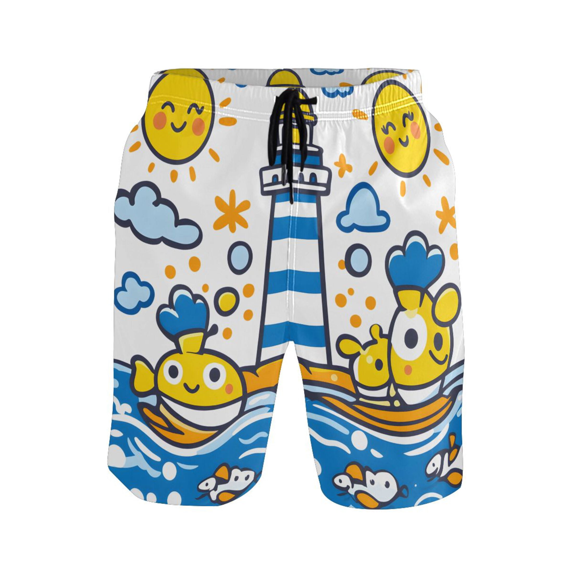 Cute Doodle Style Mens Swim Trunks Quick Dry Board Shorts Breathable ...